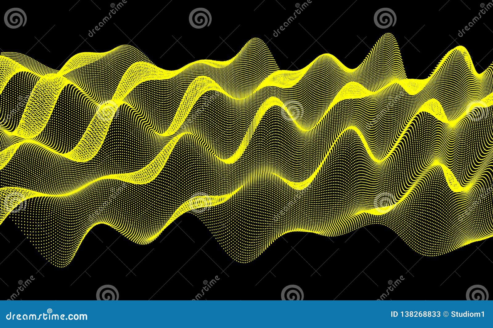 Wavy Grid Background. 3d Abstract Vector Illustration with Particle ...
