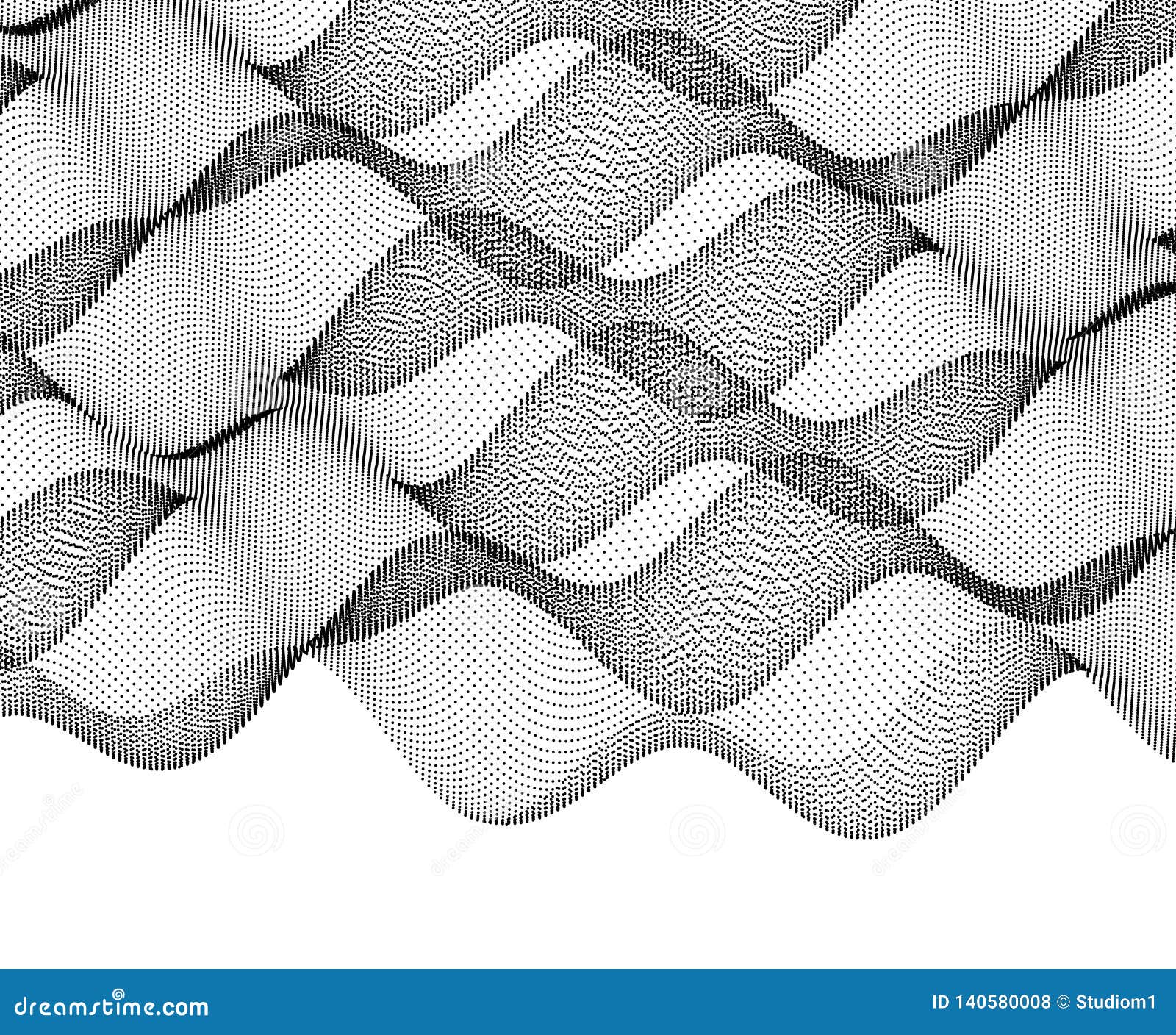 Wavy Grid Background. 3d Abstract Vector Illustration with Particle ...