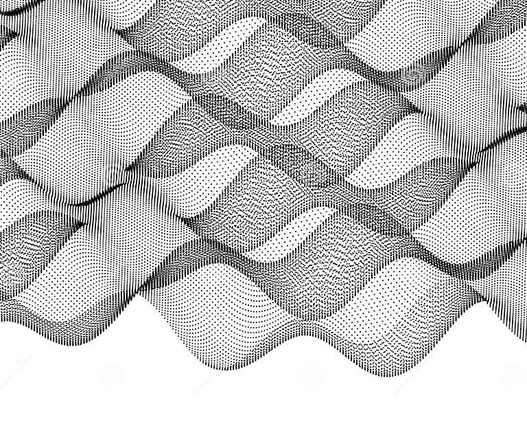 Wavy Grid Background. 3d Abstract Vector Illustration with Particle ...