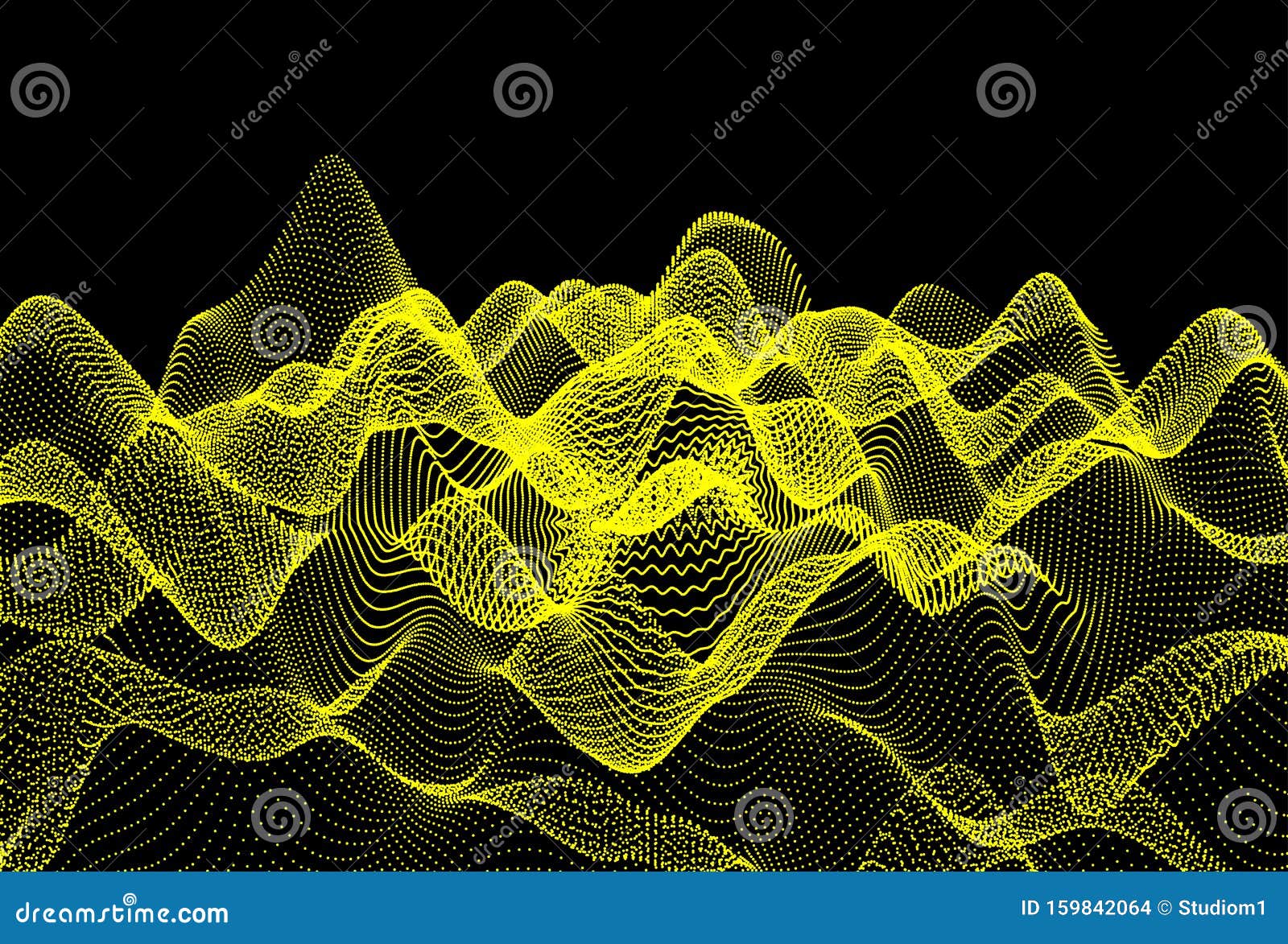 Wavy Grid Background. 3d Abstract Vector Illustration with Particle ...