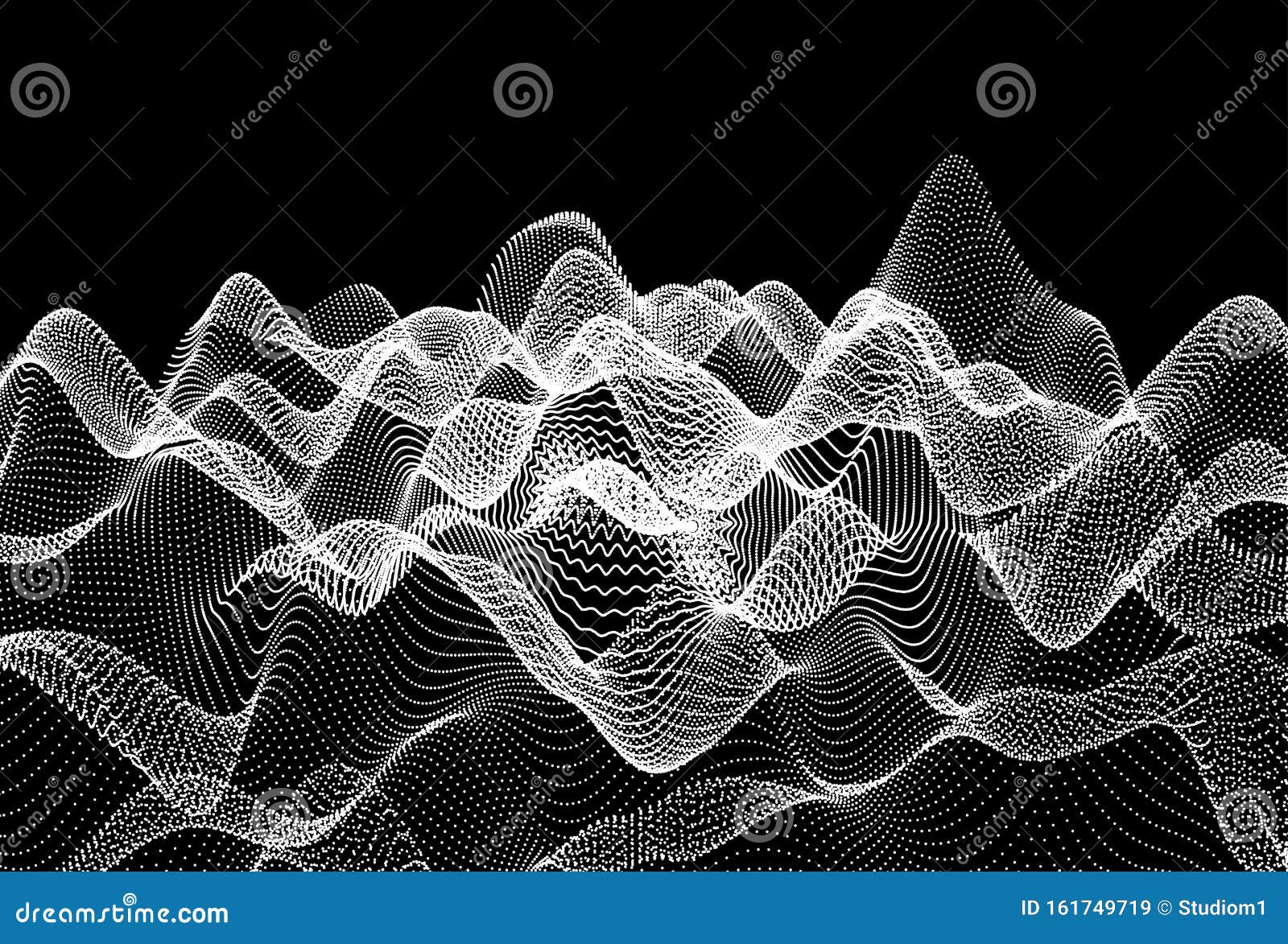 Wavy Grid Background. 3d Abstract Vector Illustration with Particle ...