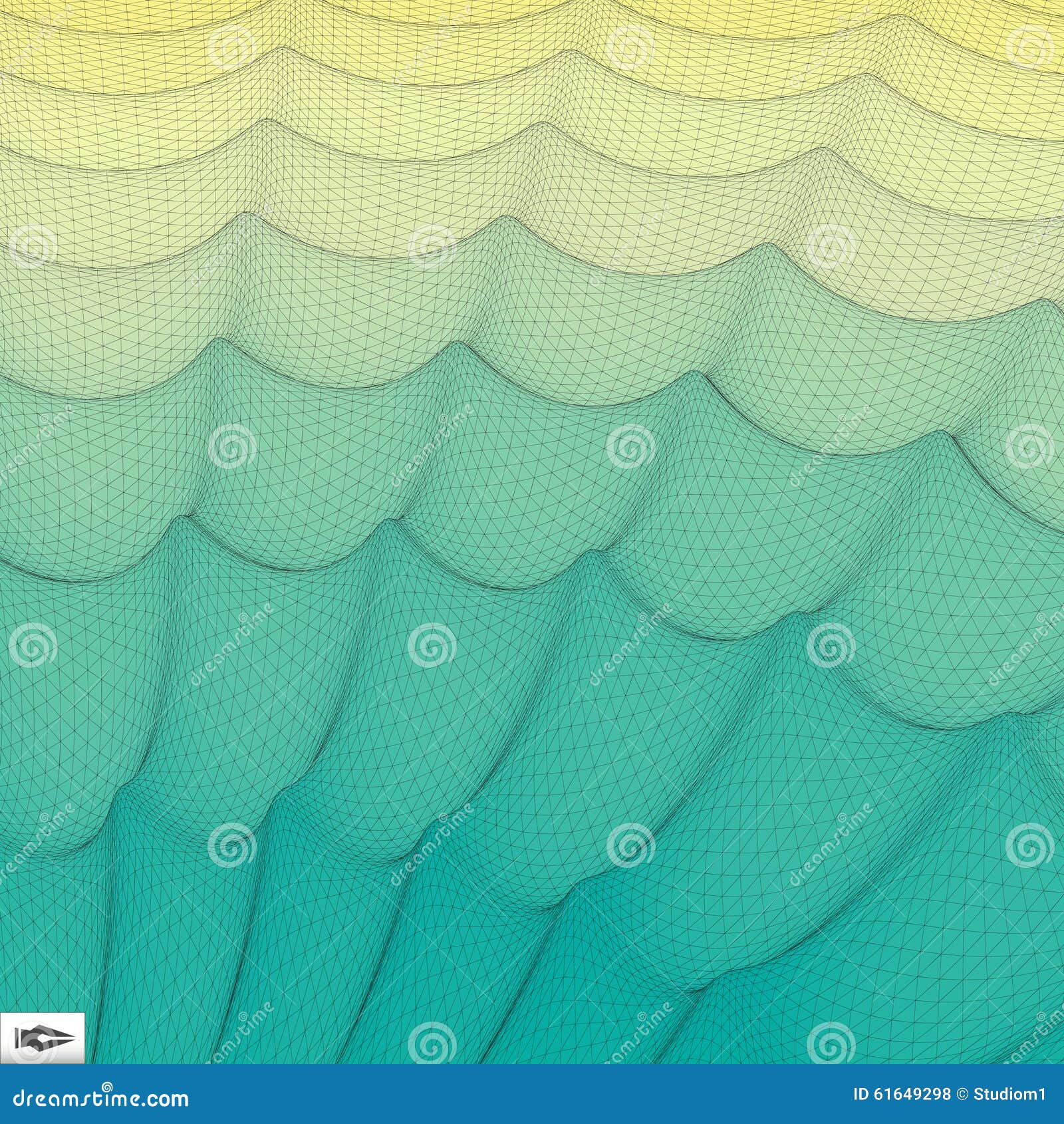 Wavy Grid Background. 3d Abstract Vector Illustration With Particle ...