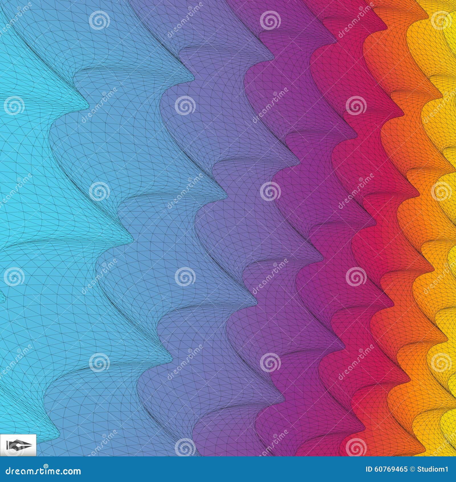 Wavy Grid Background. Mosaic. 3d Vector Illustration. Stock Vector ...