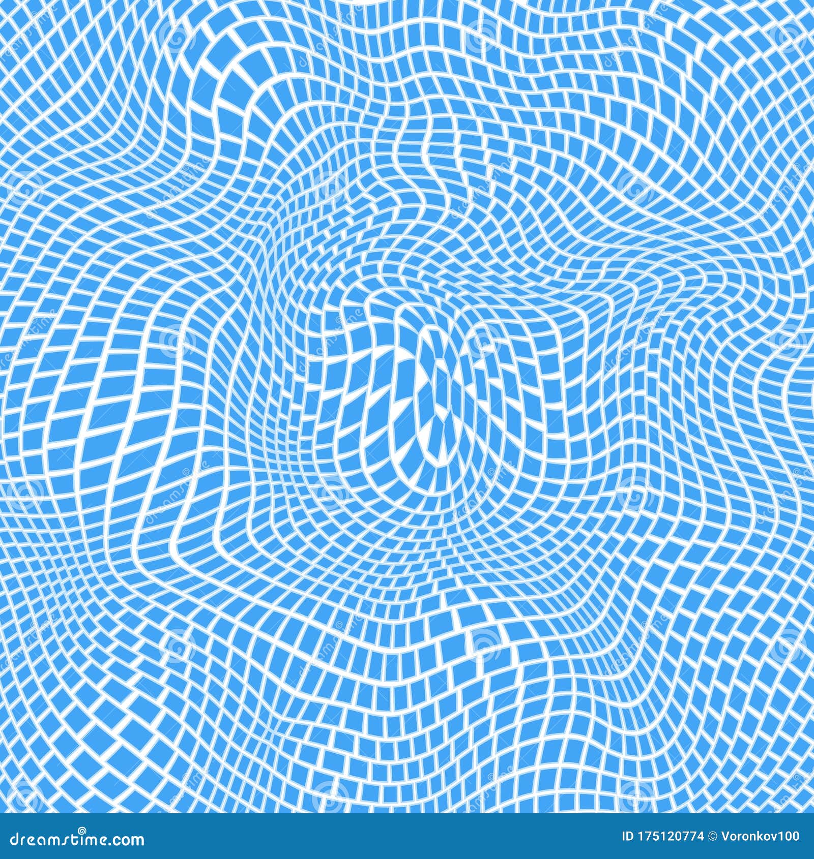 Wavy Grid Blue White Colors. Squares and Rectangles are Curved. Vector ...