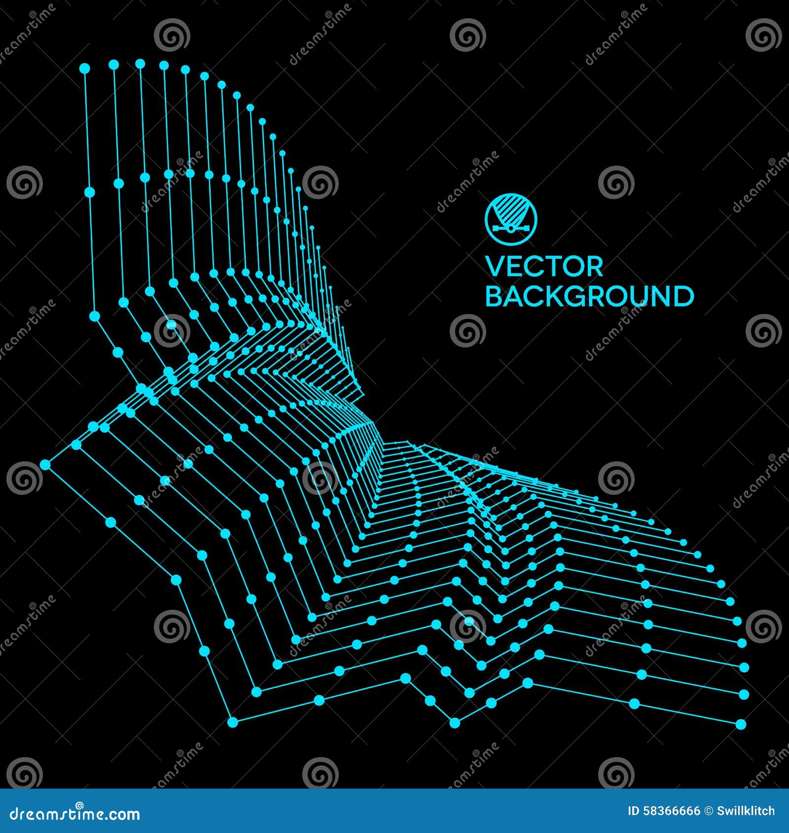 Wavy Grid Made of Connected Dots Stock Vector - Illustration of ...