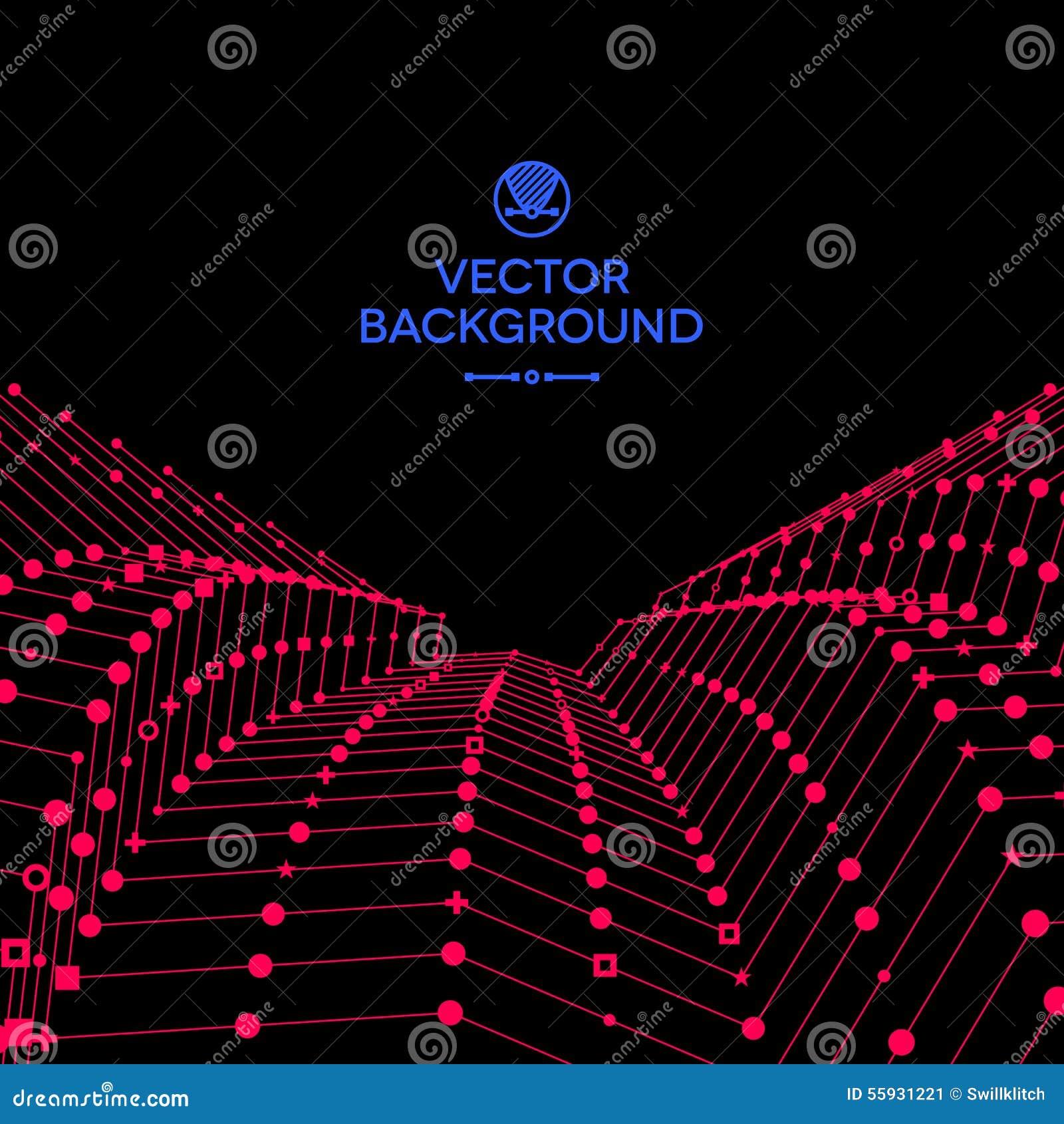 Wavy Grid Made of Connected Dots with Signs Stock Vector - Illustration ...