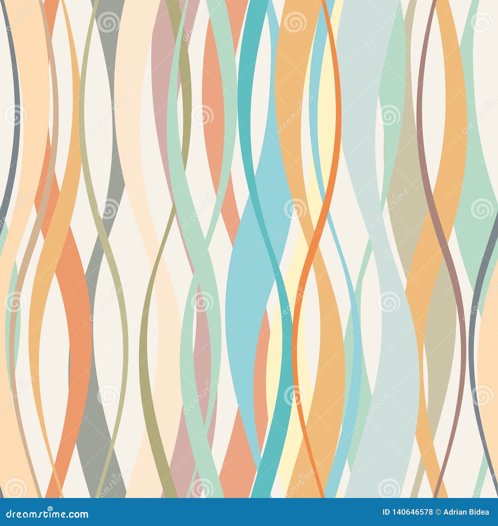 Wavy Grid Seamless Pattern. Stock Illustration - Illustration of floral ...