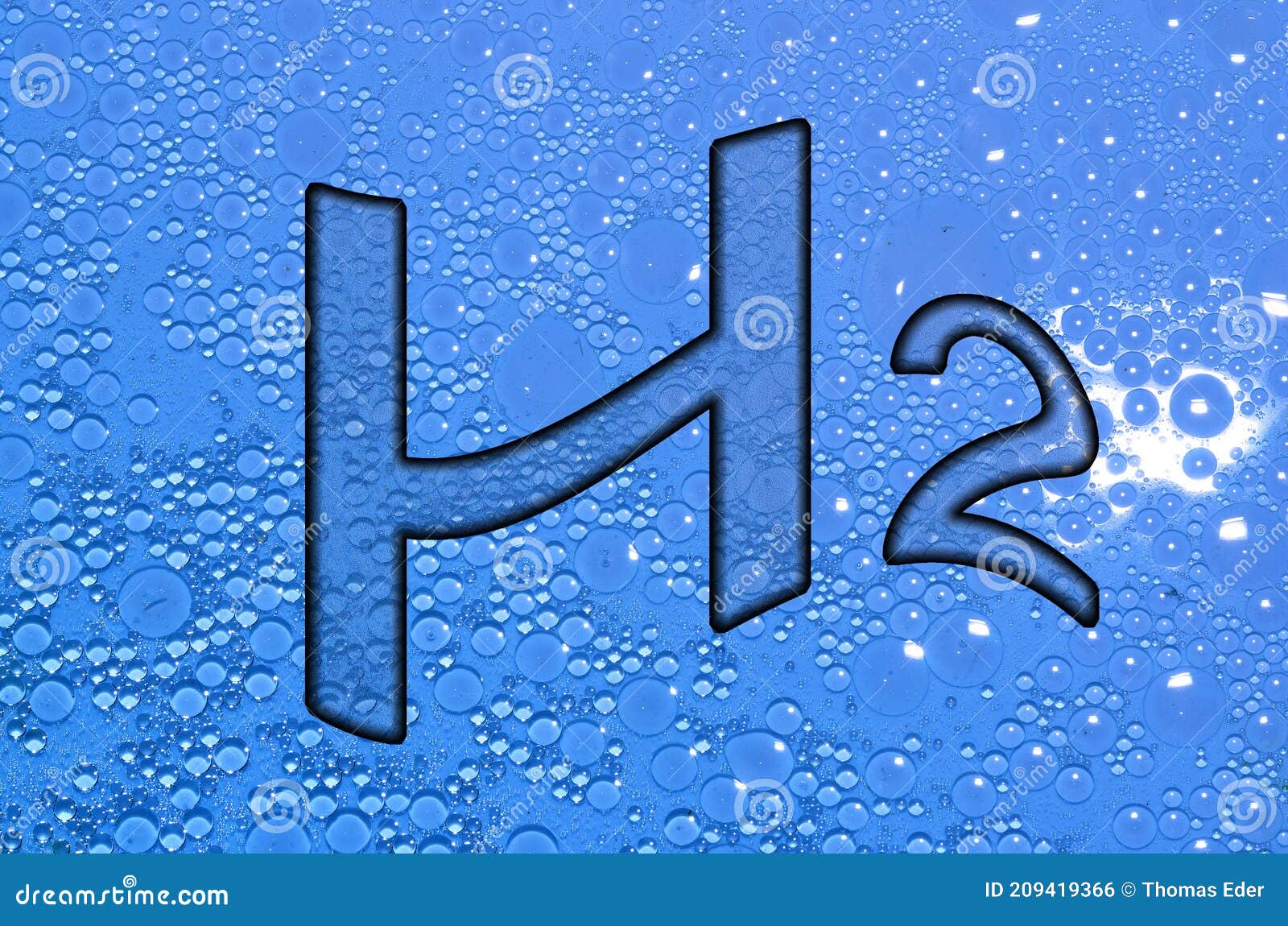 Wavy H2 Hydrogen Letters with Circles in Blue Water Stock Photo - Image ...