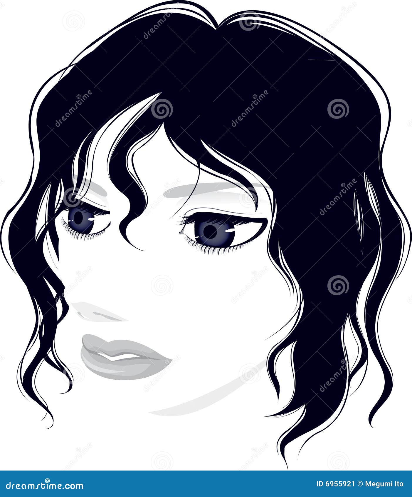 Wavy hair girl stock vector. Illustration of beauty, attractive - 6955921