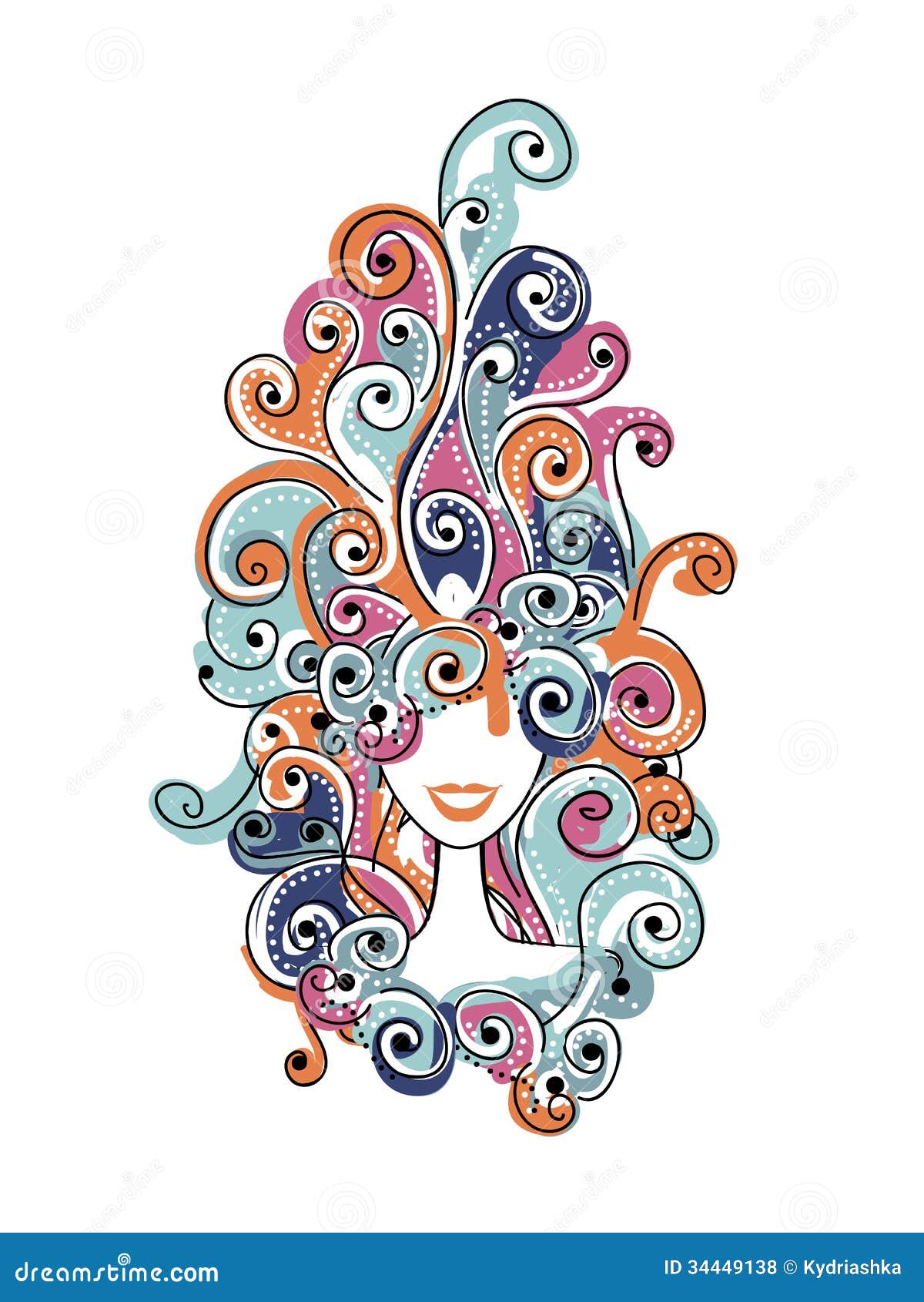 Wavy Hairstyle, Female Head for Your Design Stock Vector - Illustration ...