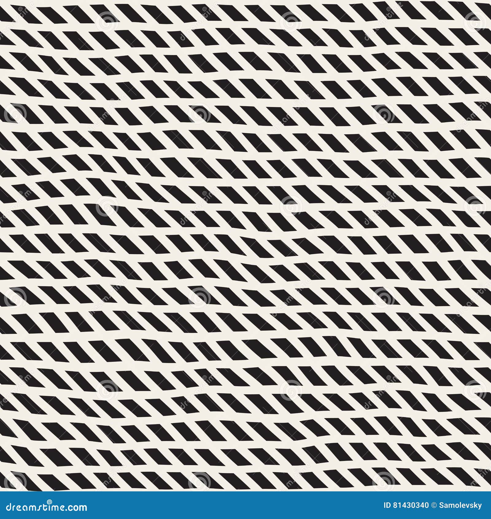 Wavy Hand Drawn Slanted Lines. Vector Seamless Black and White Pattern ...