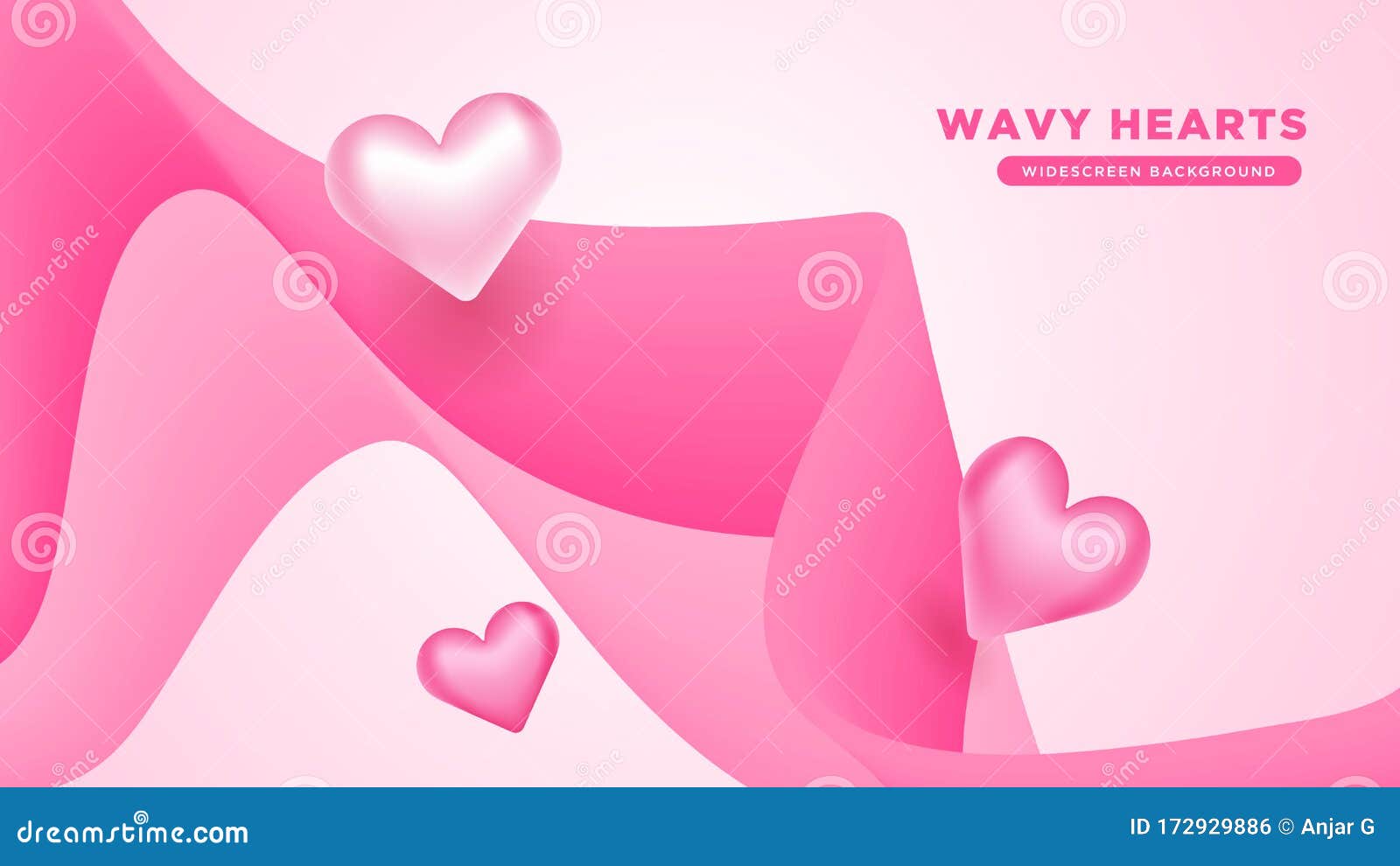 Wavy Hearts Love Theme Widescreen Background Vector Stock Vector ...
