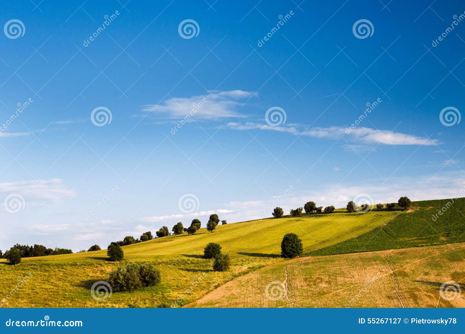Wavy hill stock image. Image of sunlight, cloud, hills - 55267127