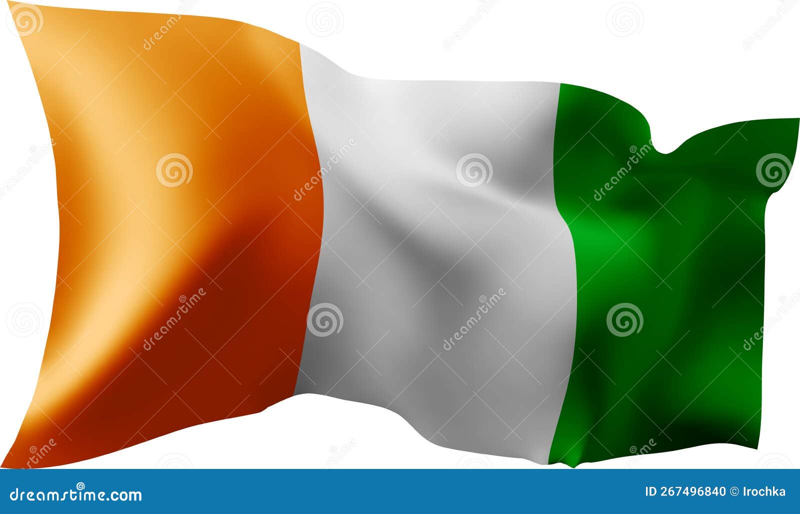 Wavy Ivory Coast Flag on Transparent Background. Stock Vector ...