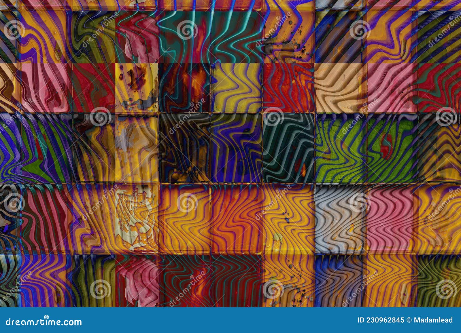 Wavy Line with Colorful Rectangular Color Palate Abstract Background ...