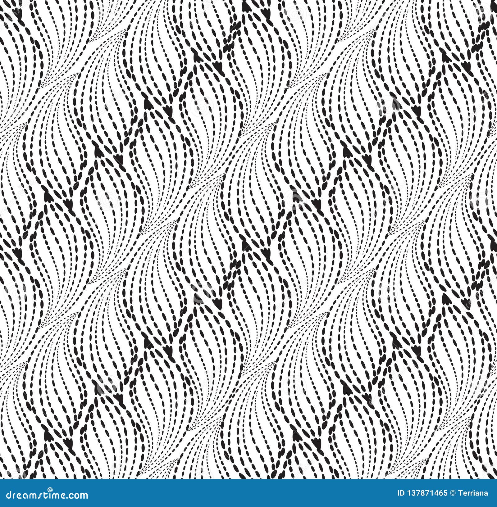 Wavy Line Dot Seamless Pattern. Floral Texture. Abstract Background ...