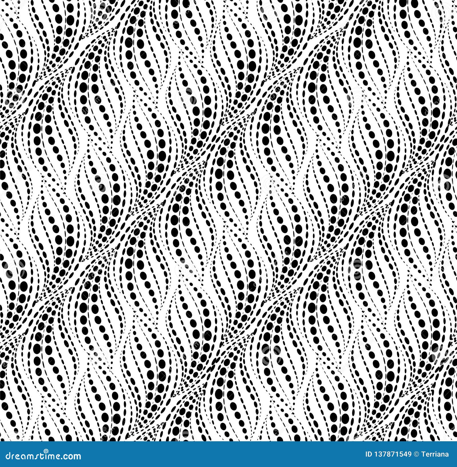 Wavy Line Dot Seamless Pattern. Floral Texture. Abstract Background ...