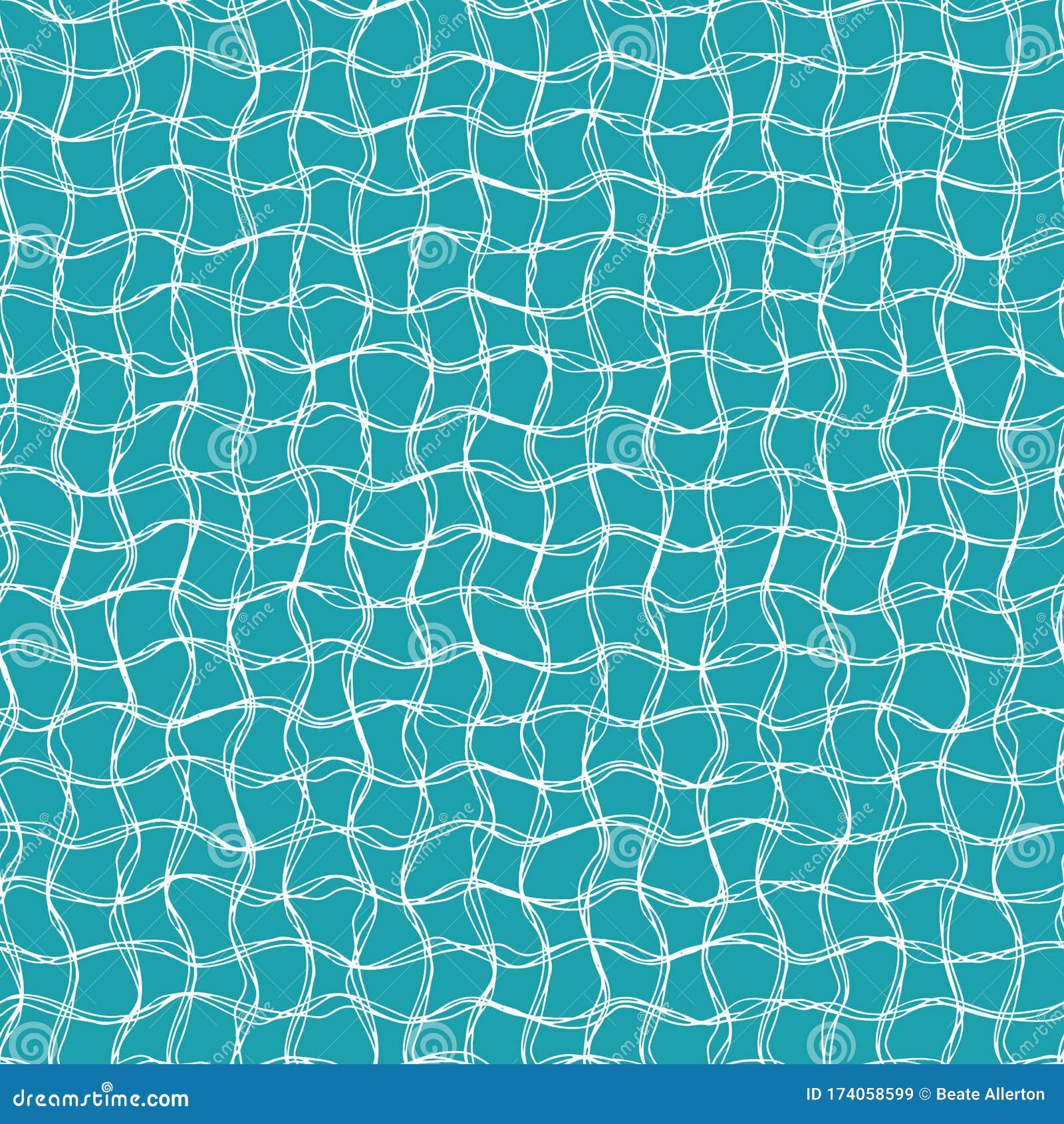 Wavy Line Grid Seamless Vector Pattern Background. Entwined Hand Drawn ...