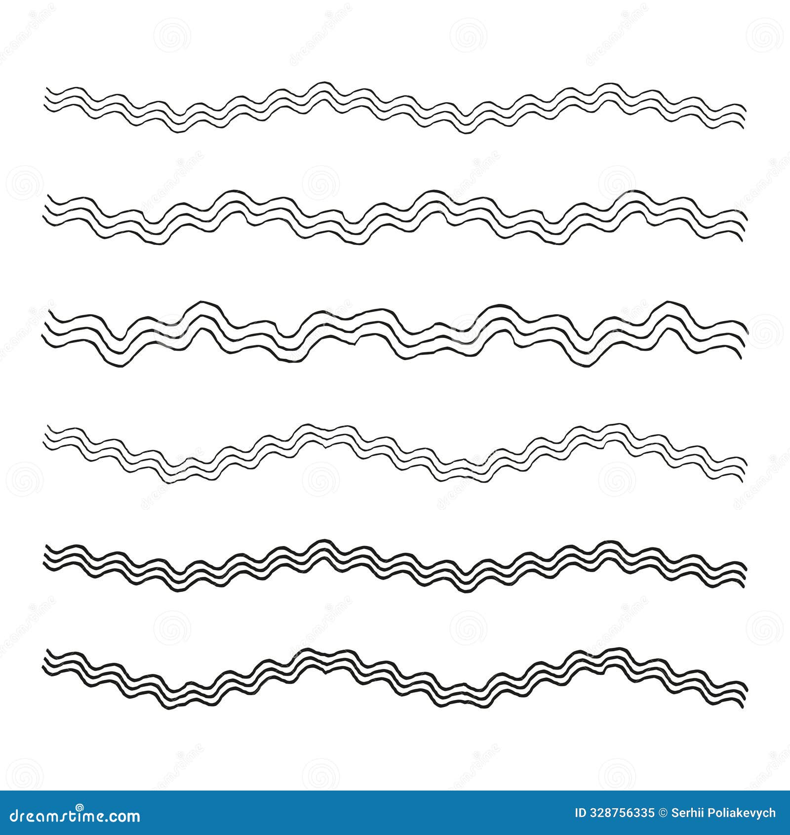 Wavy Line Patterns. Hand Drawn Vector. Abstract Design Elements ...