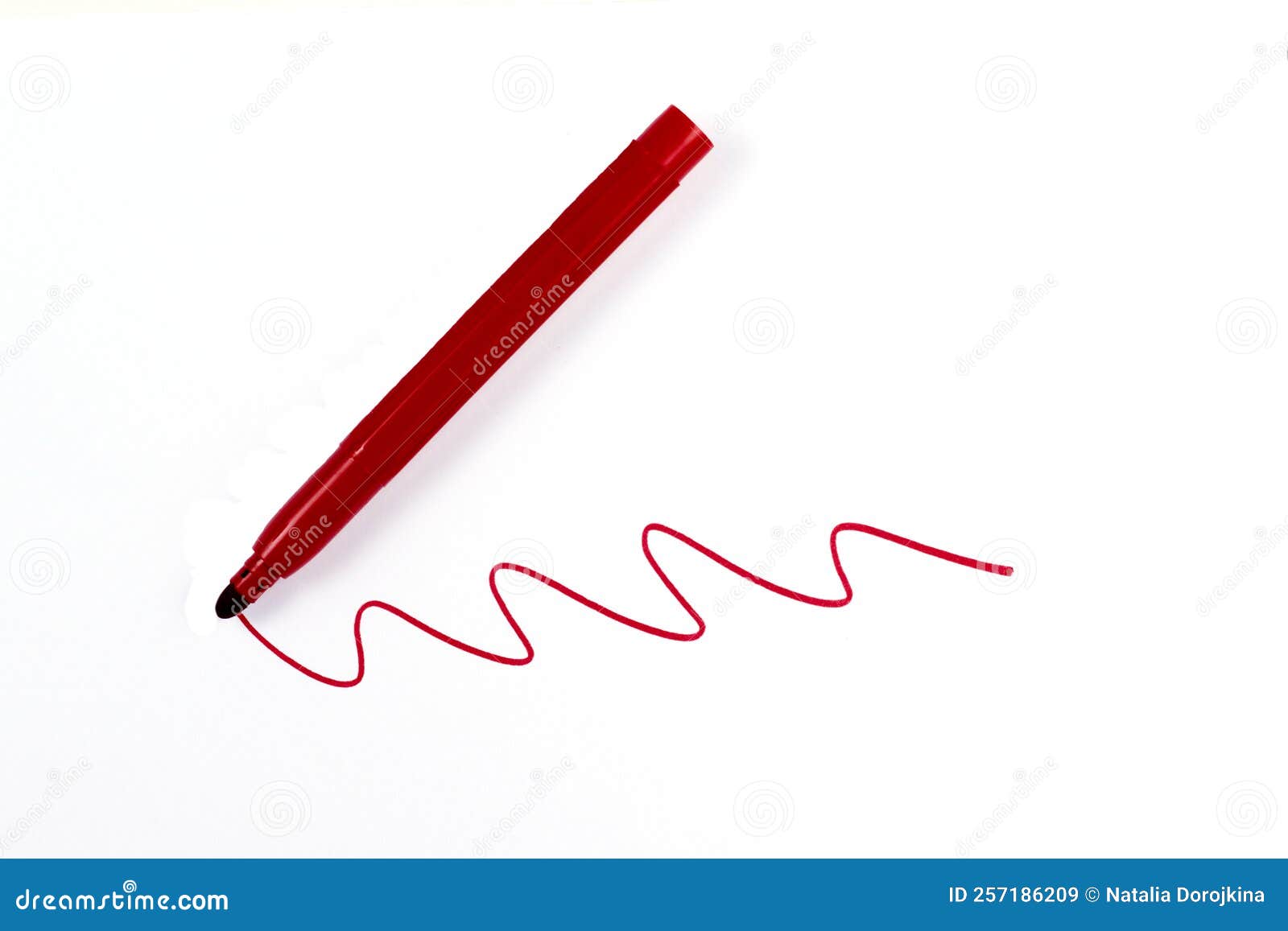 Wavy Line and Red Marker on a White Isolated Background. High Quality ...