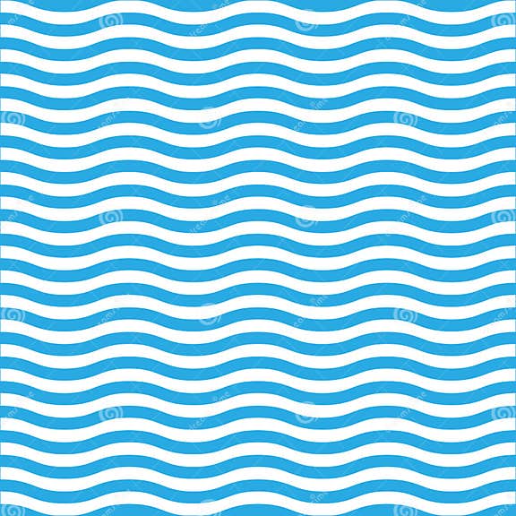 Wavy Line Seamless Pattern in Blue and White. Simple Retro Navy Style ...