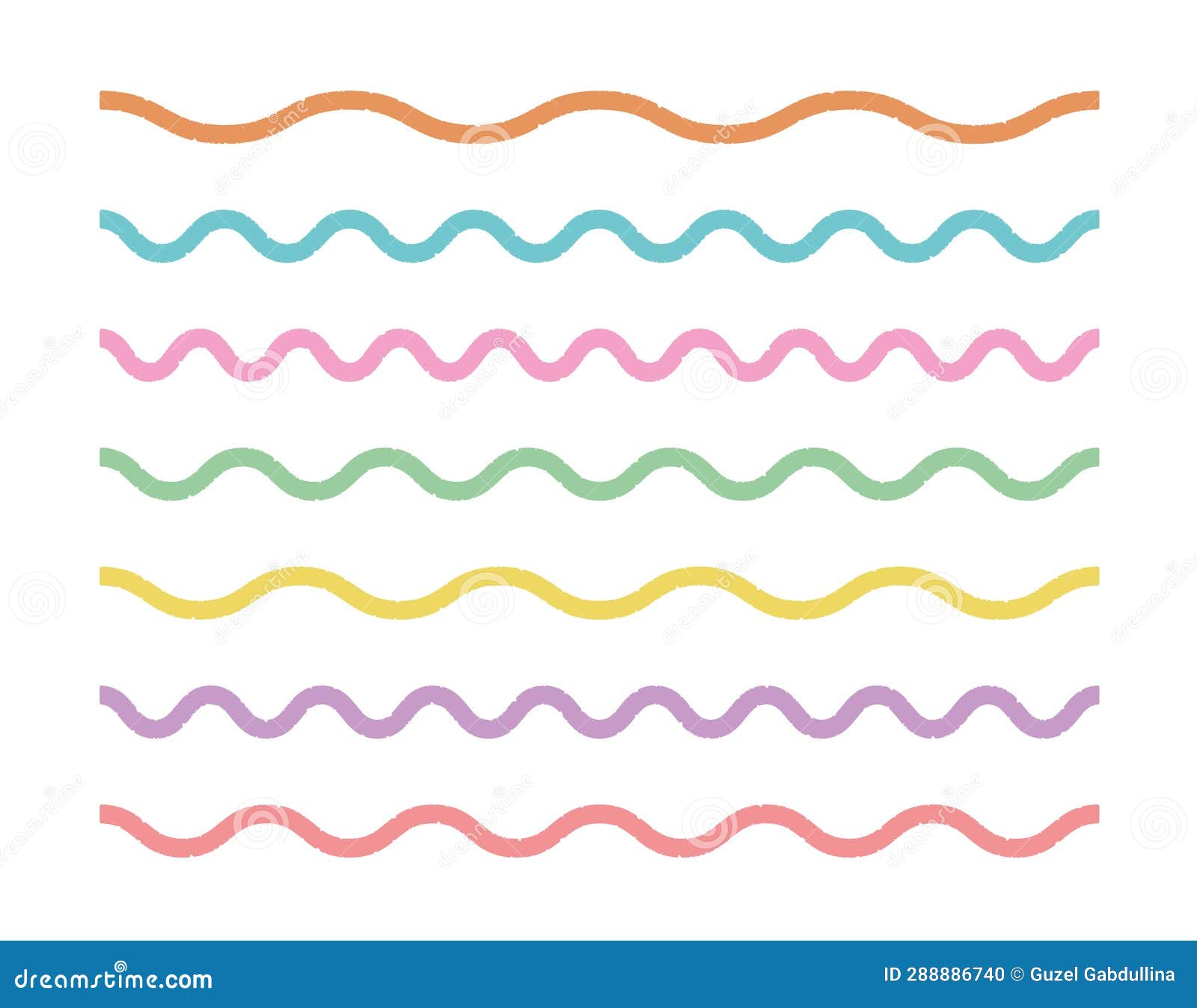Wavy Line Set in White Background. Simple Color Outline Design Element ...