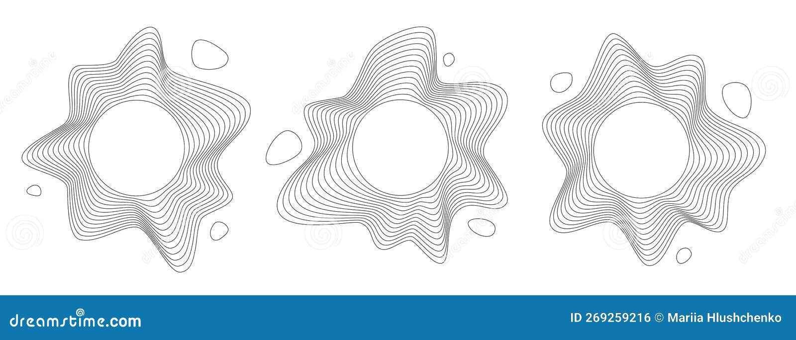 Wavy Linear Frames with a Circle Shape Inside Stock Vector ...