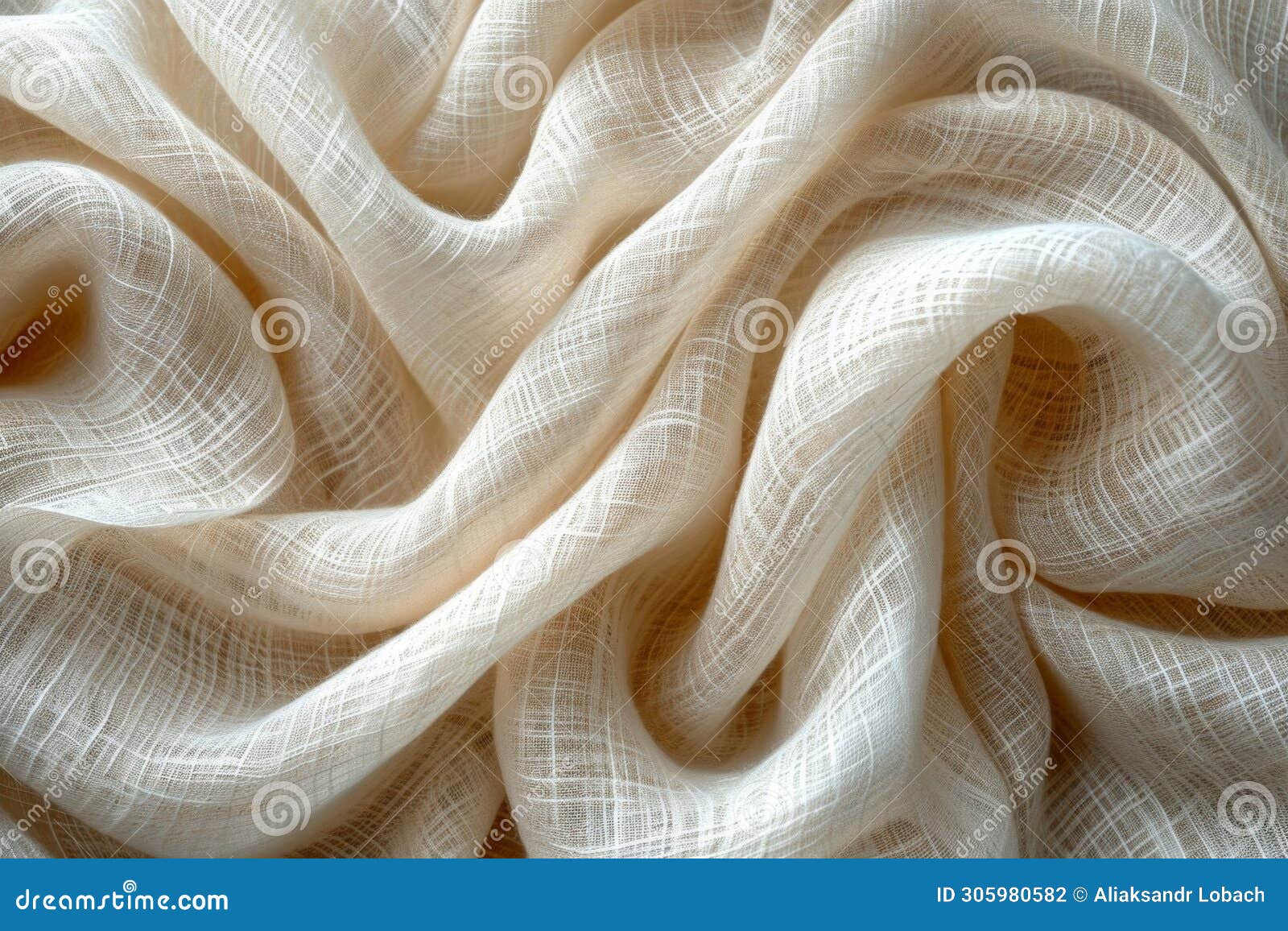 Wavy Linen Fabric in Cream Color. the Texture of the Linen Fabric Stock ...