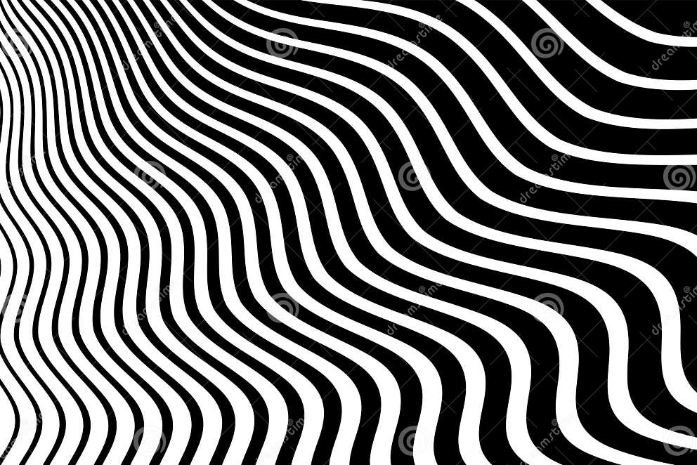 Wavy Lines Halftone Pattern. Abstract Black and White Textured ...