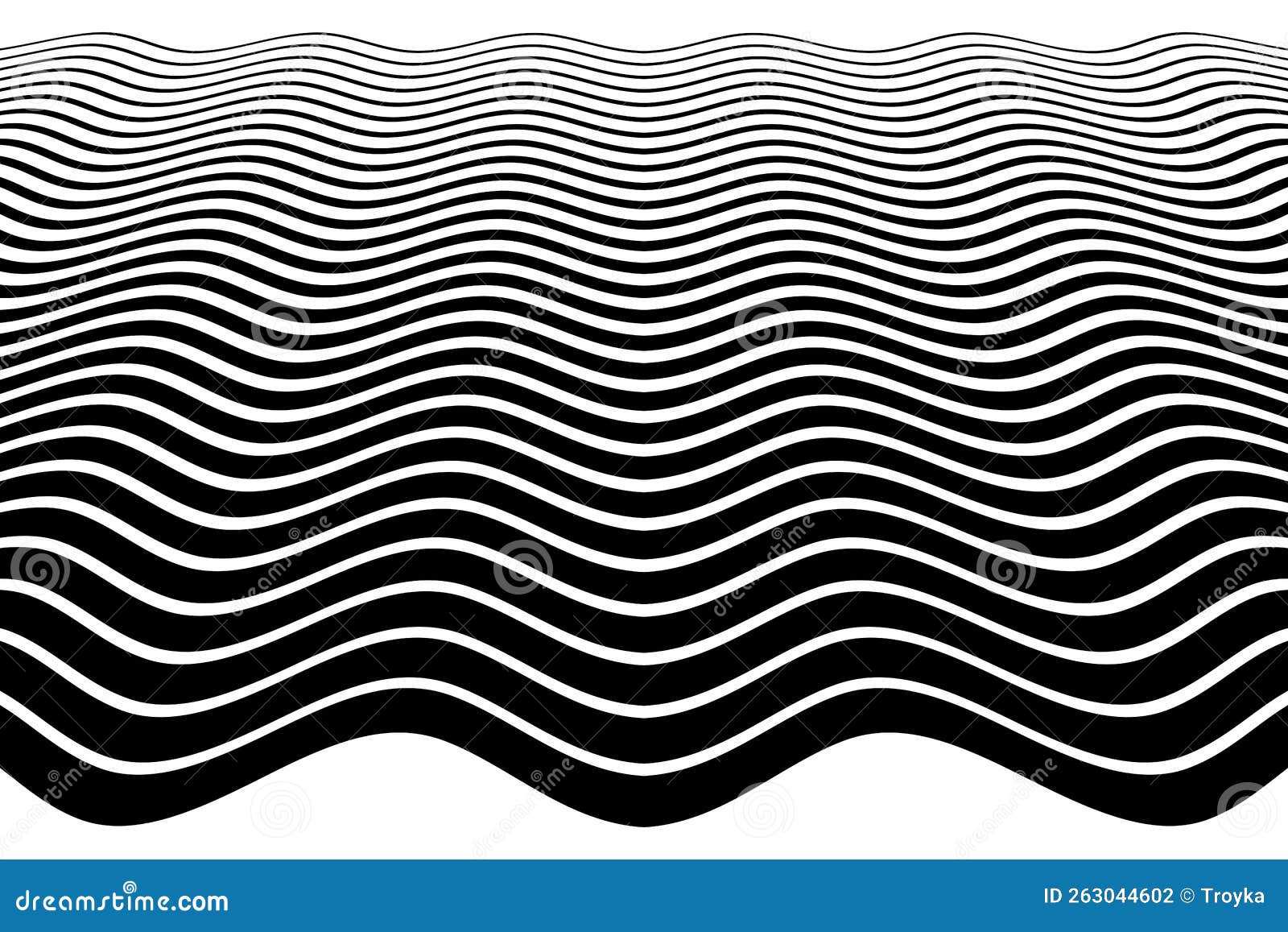 Wavy Lines Halftone Pattern in Diminishing Perspective View. Black and ...