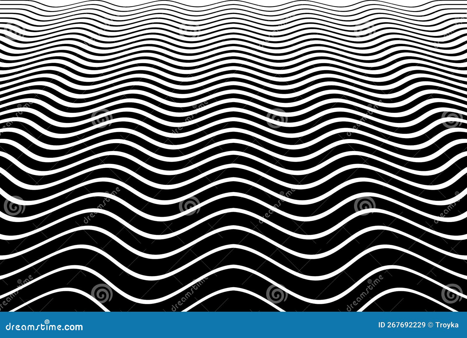 Wavy Lines Halftone Pattern in Perspective View. Black and White ...
