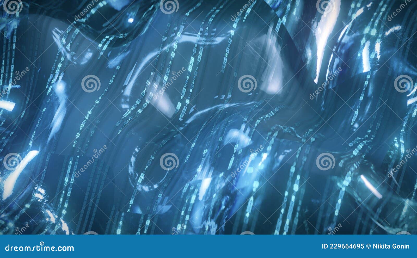 Wavy Lines with HEX Blue Computer Code 3D Render Illustration Stock ...