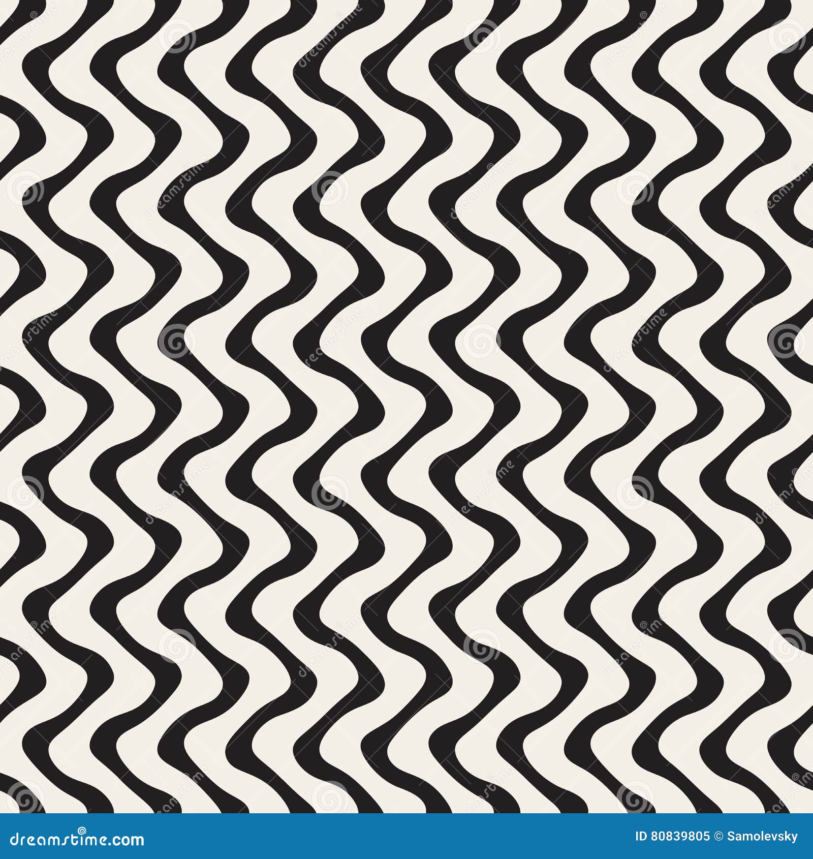 Wavy Lines Pattern. Vector Seamless Black and White . Stock Vector ...