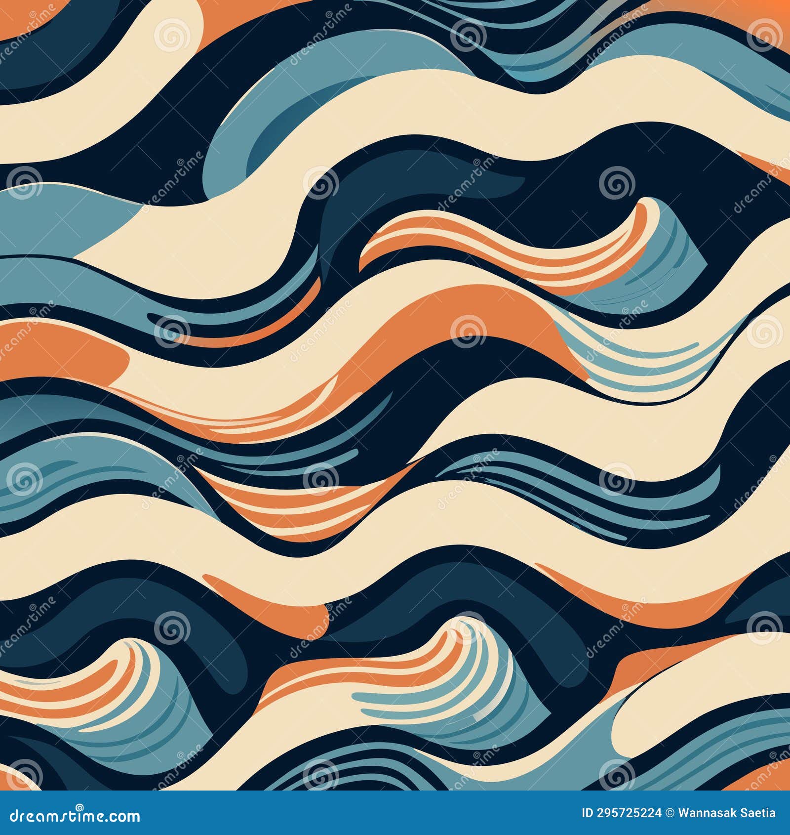 Wavy lines in retro style. stock illustration. Illustration of azure ...
