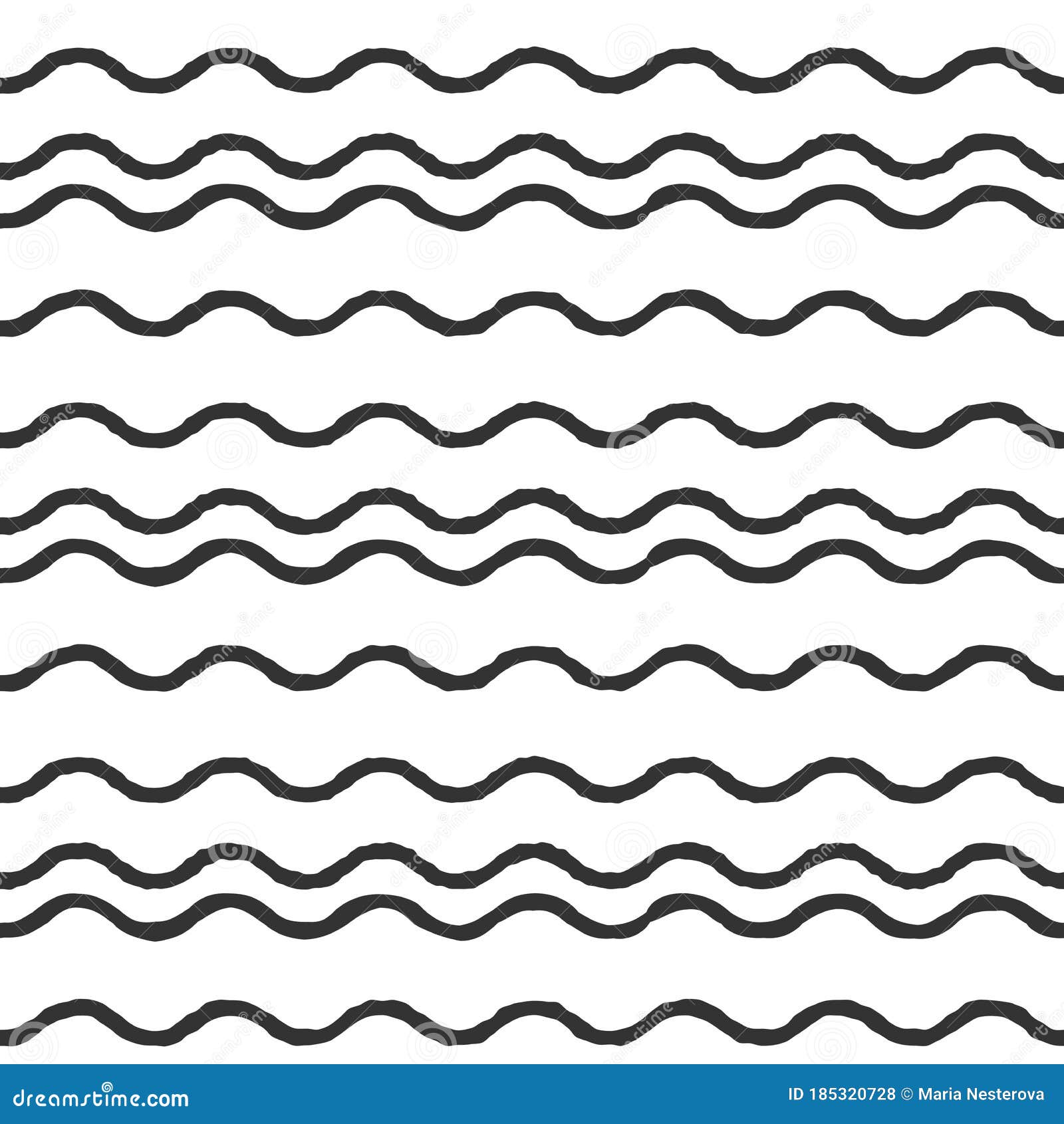 Wavy Lines. Seamless Texture with White Rolling Lines on Black ...