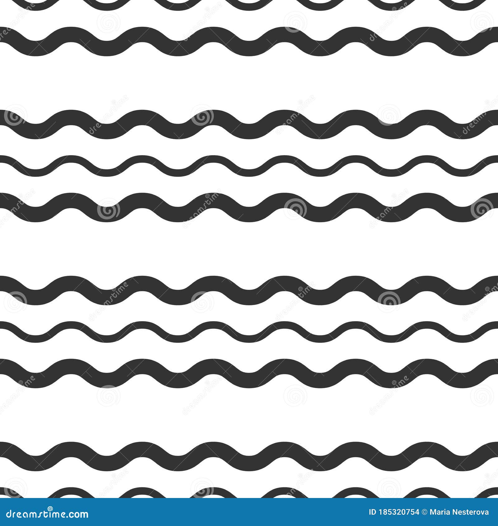 Wavy Lines. Seamless Texture with White Rolling Lines on Black ...