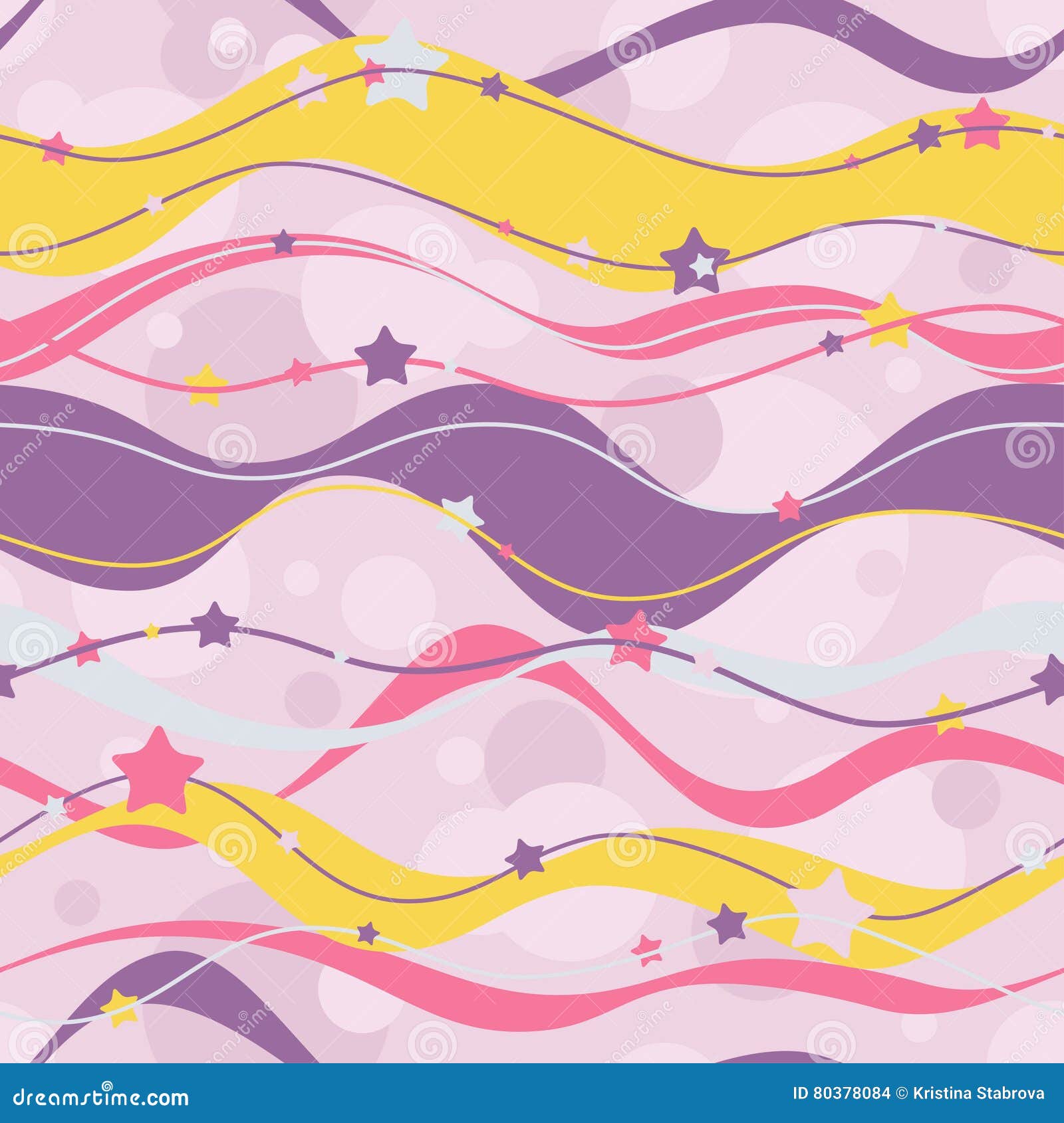 Wavy Lines with Stars. Seamless Vector Pattern Stock Vector ...