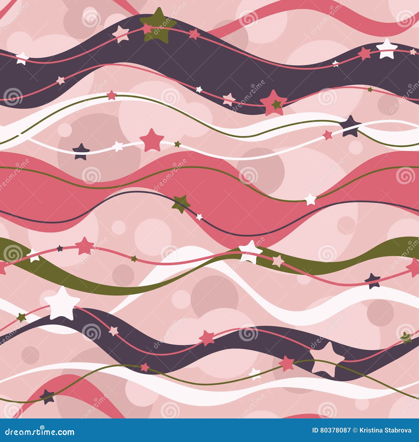 Wavy Lines with Stars. Seamless Vector Pattern Stock Vector ...