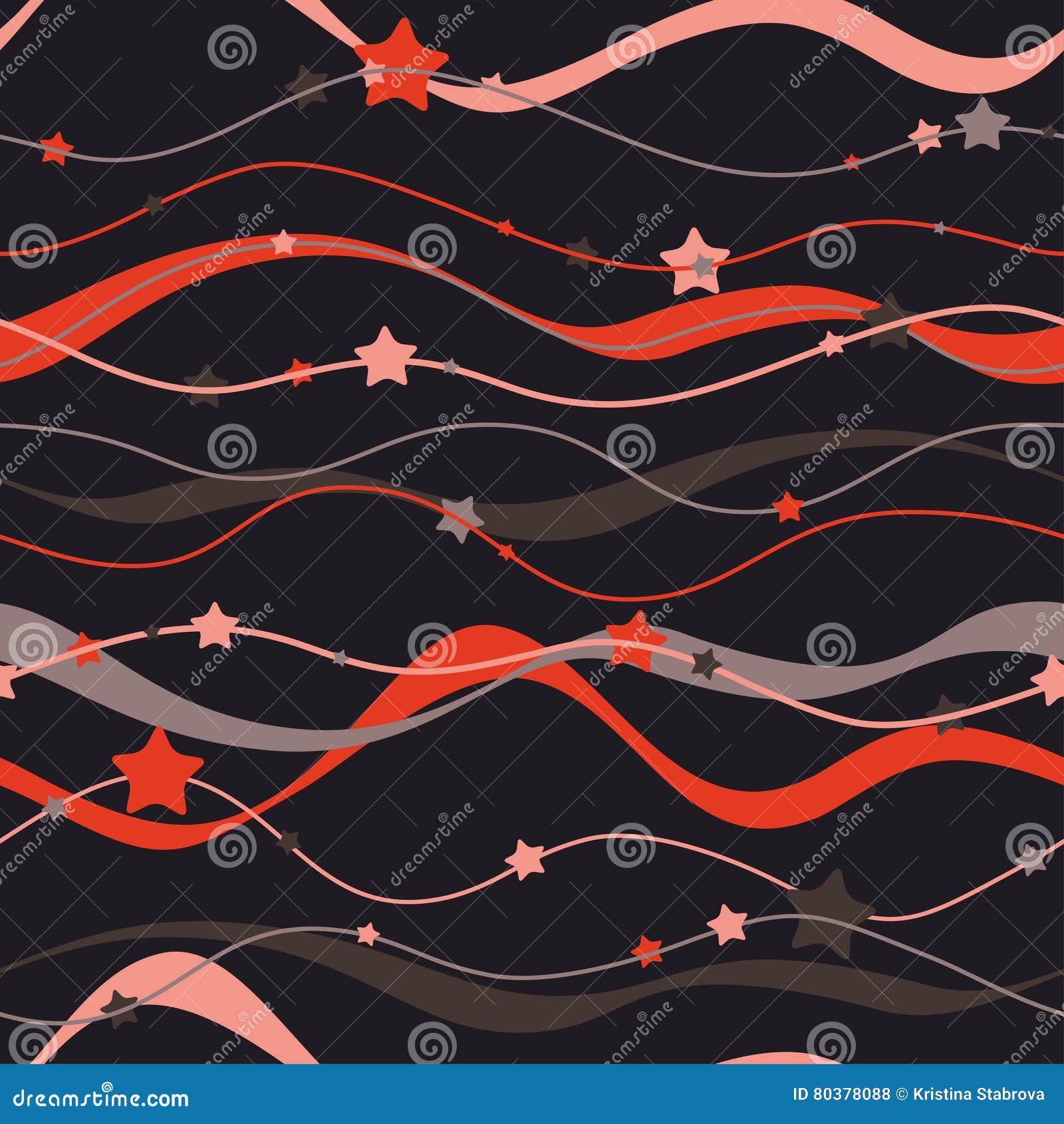 Wavy Lines with Stars. Seamless Vector Pattern Stock Vector ...
