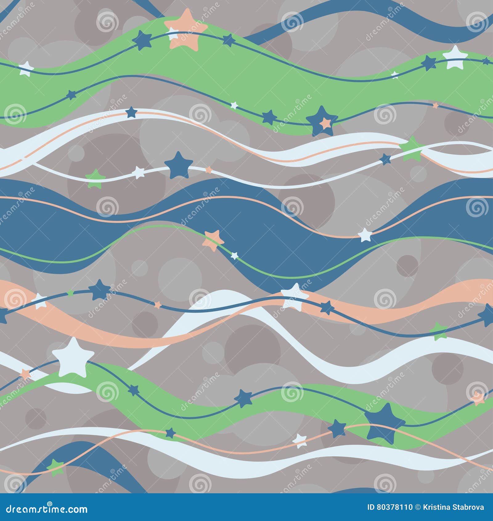 Wavy Lines with Stars. Seamless Vector Pattern Stock Vector ...
