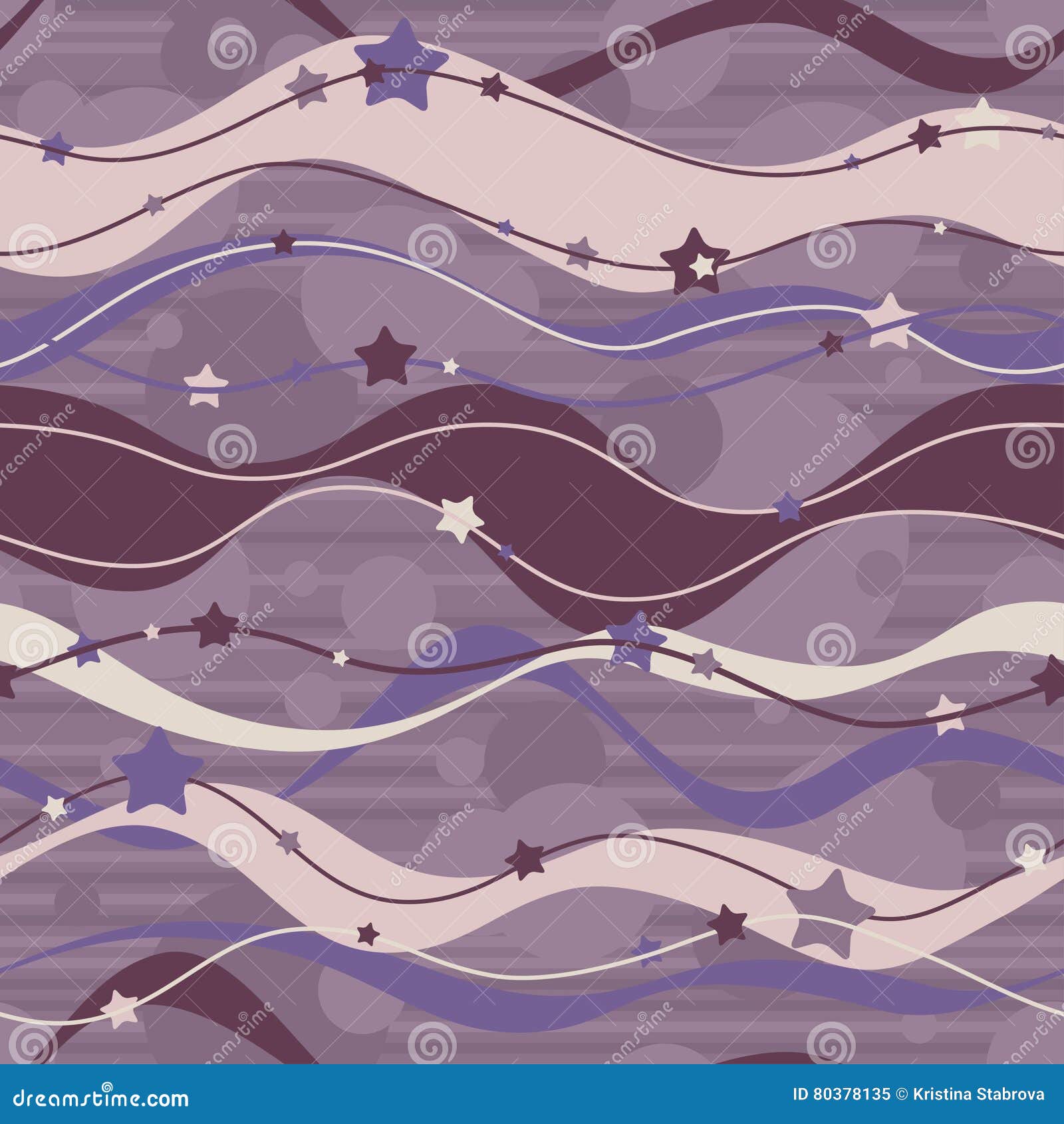Wavy Lines with Stars. Seamless Vector Pattern Stock Vector ...