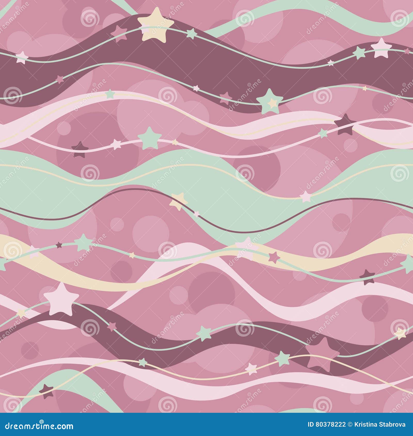 Wavy Lines with Stars. Seamless Vector Pattern Stock Vector ...