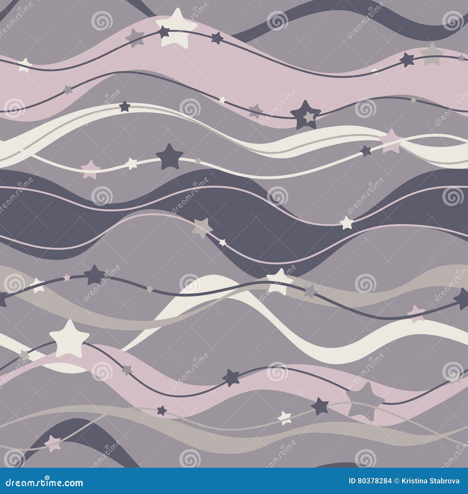 Wavy Lines with Stars. Seamless Vector Pattern Stock Vector ...