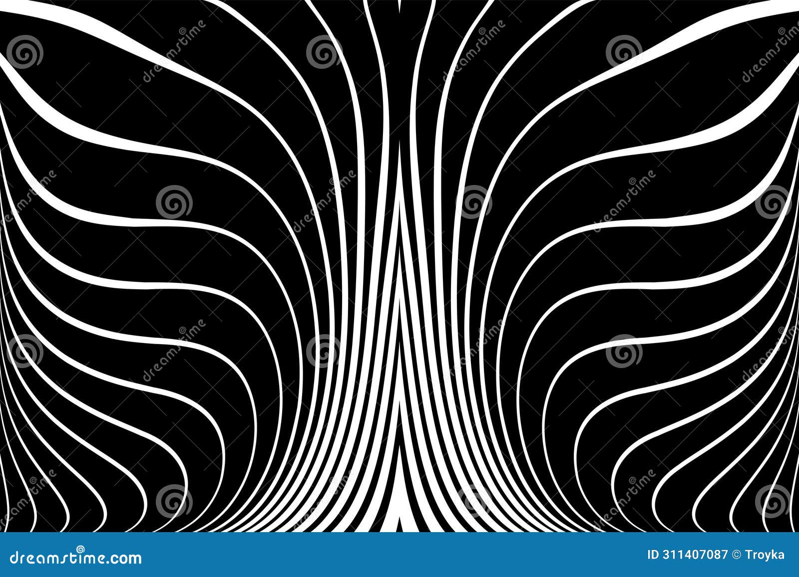 Abstract Wavy Lines Symmetrical Pattern. Black and White Background ...