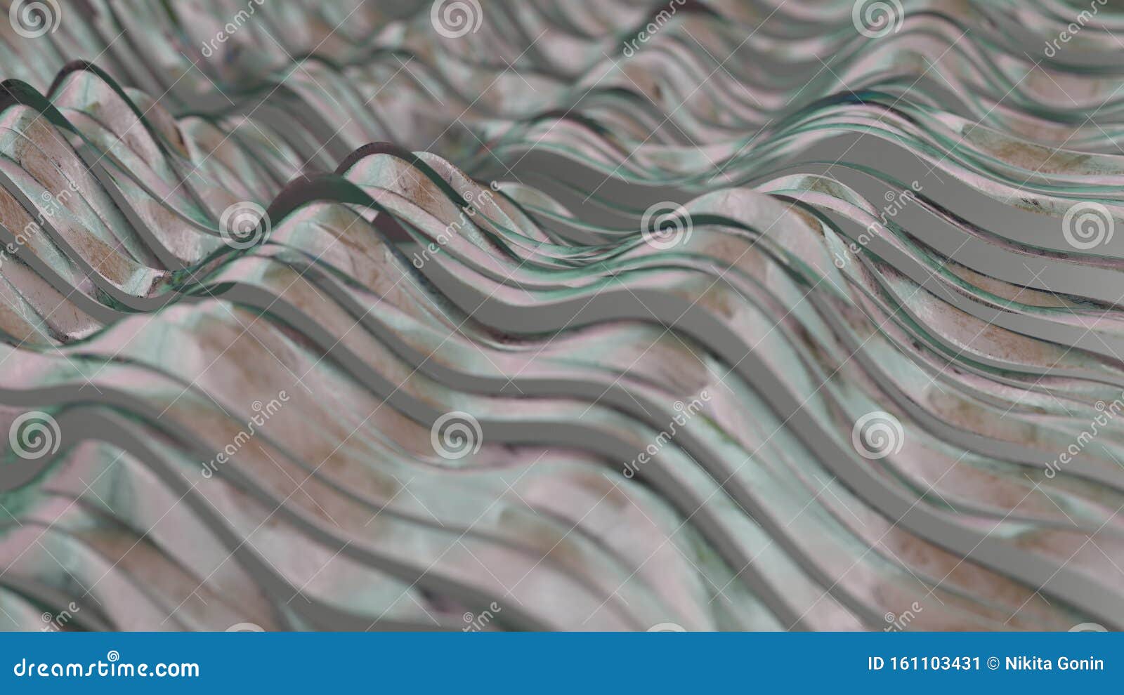 Wavy Lines with Thin Film Abstract 3D Rendering Stock Illustration ...