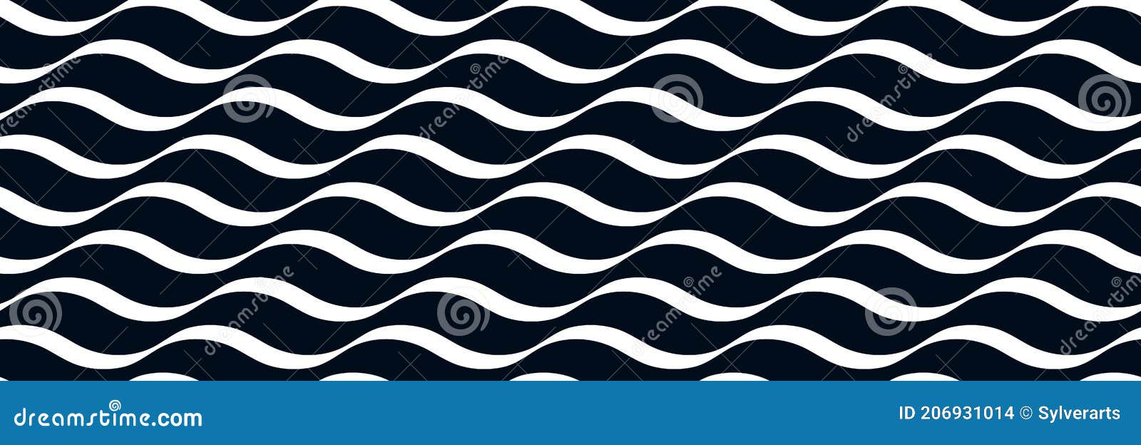Wavy Lines Water Seamless Pattern Vector, 3D Dimensional Endless ...