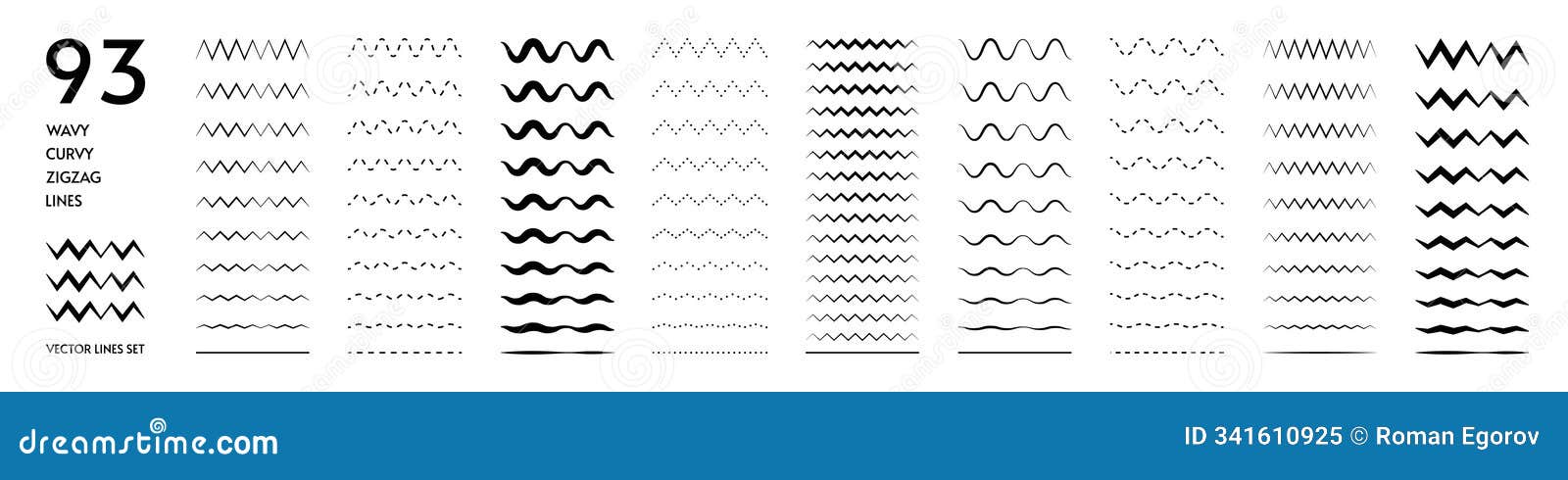 Wavy Lines. Zigzag Squiggly Waves. Curvy Wiggle or Ripple Graphic ...