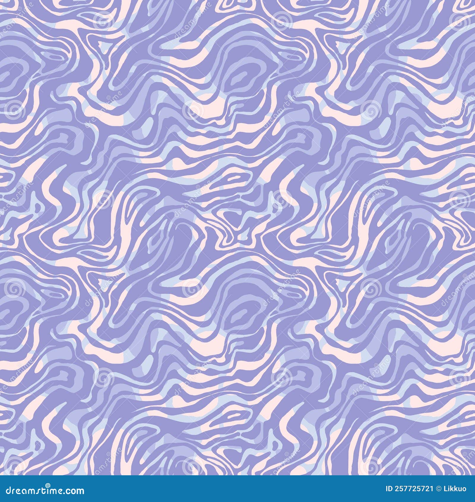 Wavy Magic Swirl Vector Seamless Pattern. Hand Drawn 1970 Vector ...