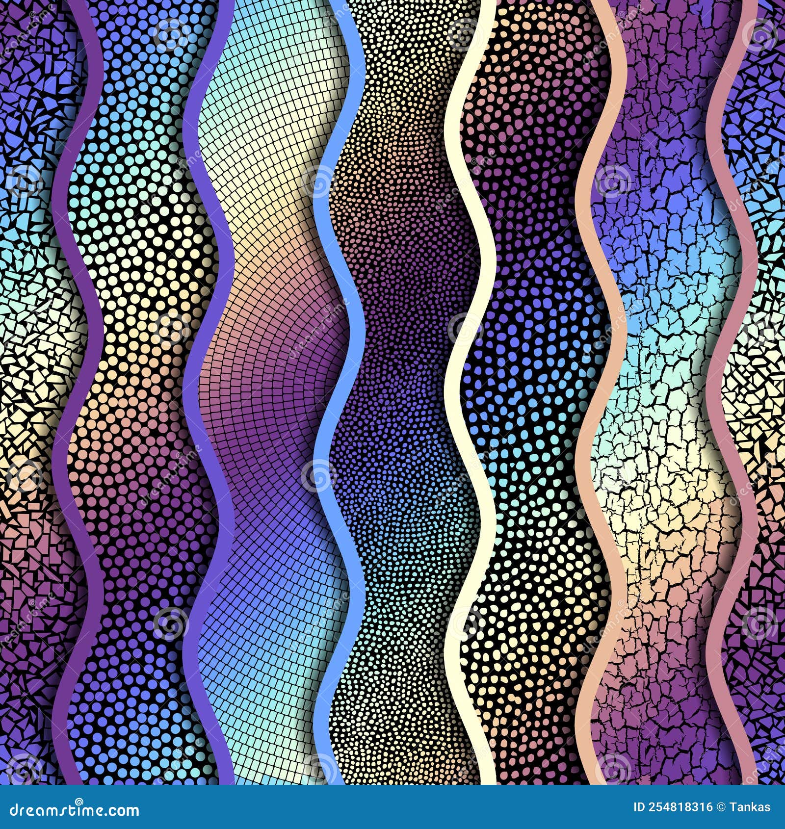 Wavy Mosaic Art Collage. Abstract Art Background.. Vector Image Stock ...