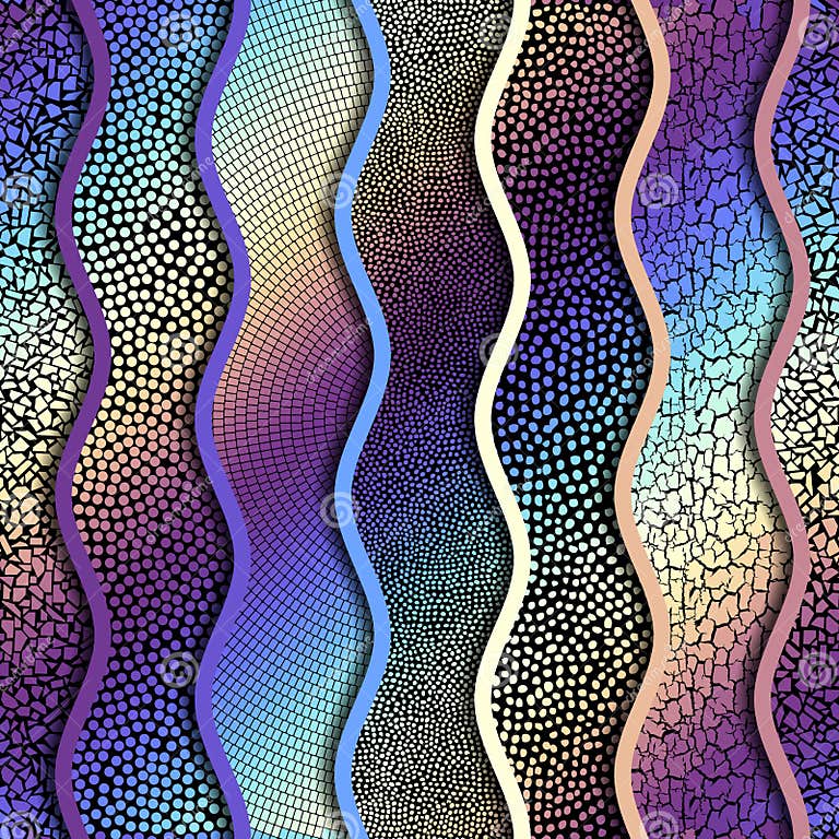 Wavy Mosaic Art Collage. Abstract Art Background.. Vector Image Stock ...